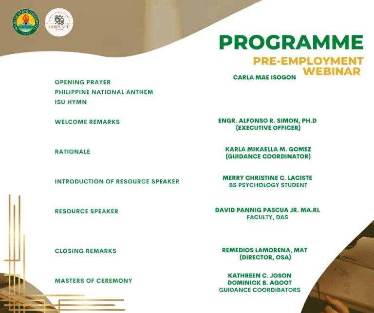 Virtual Pre-Employment Seminar | ISU - Ilagan